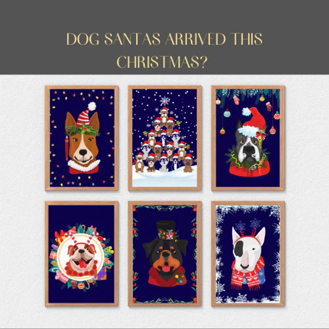 Downloadable, Printable Dog Christmas Wall Art, Poster, Portrait, Dog ...
