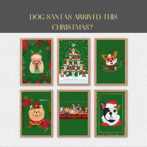 Downloadable, Printable Dog Christmas Wall Art, Poster, Portrait, Dog ...