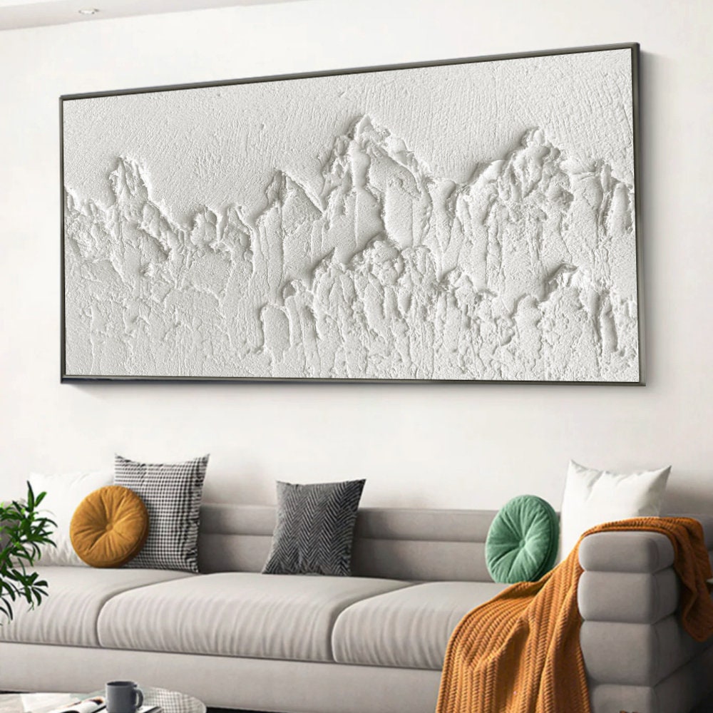Large White Abstract Painting 3D White Textured Painting White ...