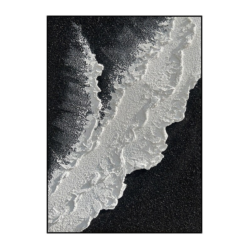 3D Black White Wave Painting on Canvas Textured Wall Art Sand Painting Wabi-sabi Wall Art - Etsy