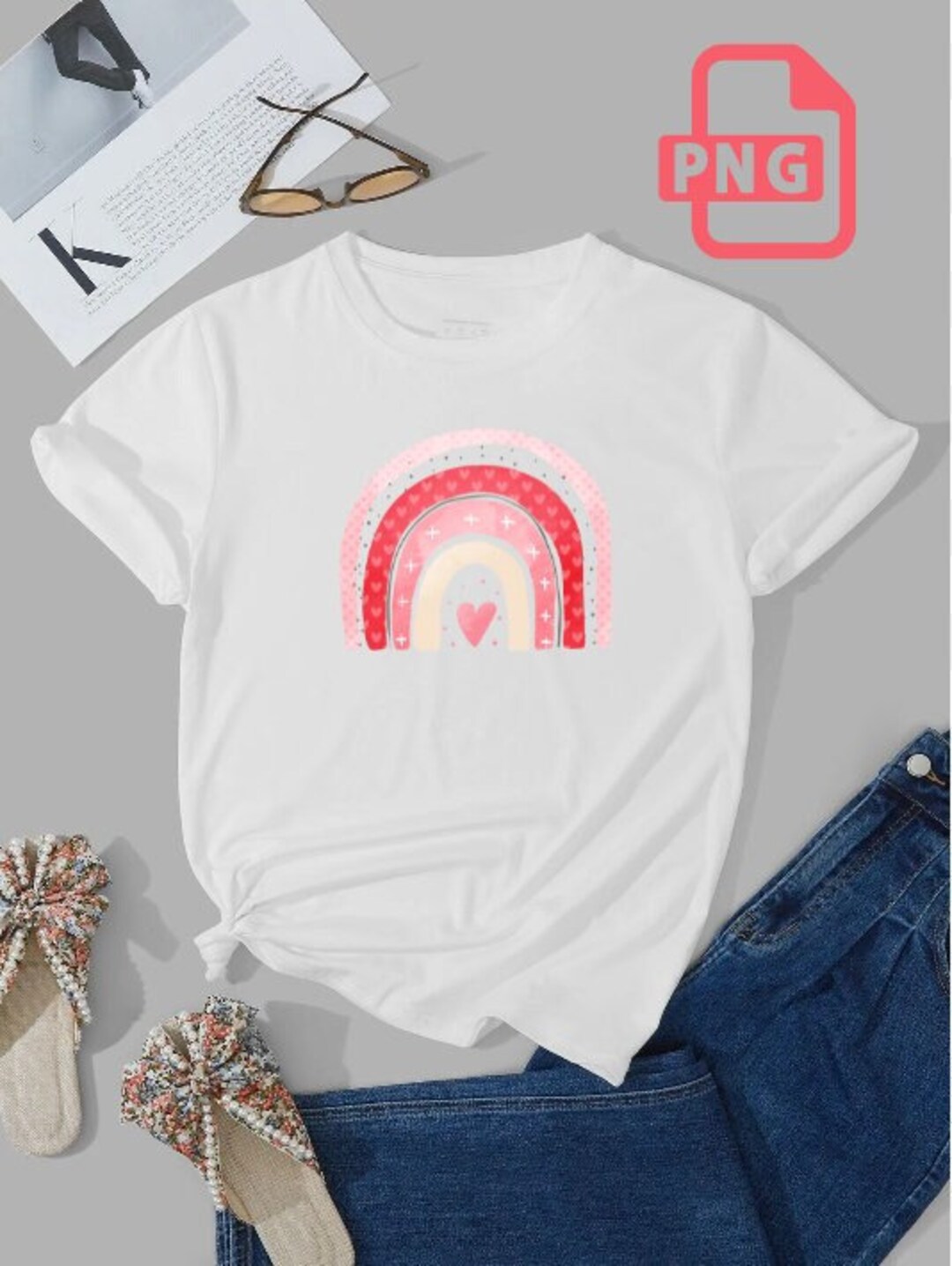 Pink and Red Boho Rainbow PNG | Sublimation PNG - Etsy