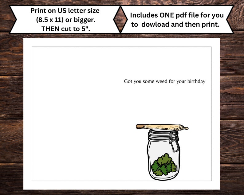 Weed Birthday Card, Bud Birthday Card, Printable Birthday Card ...