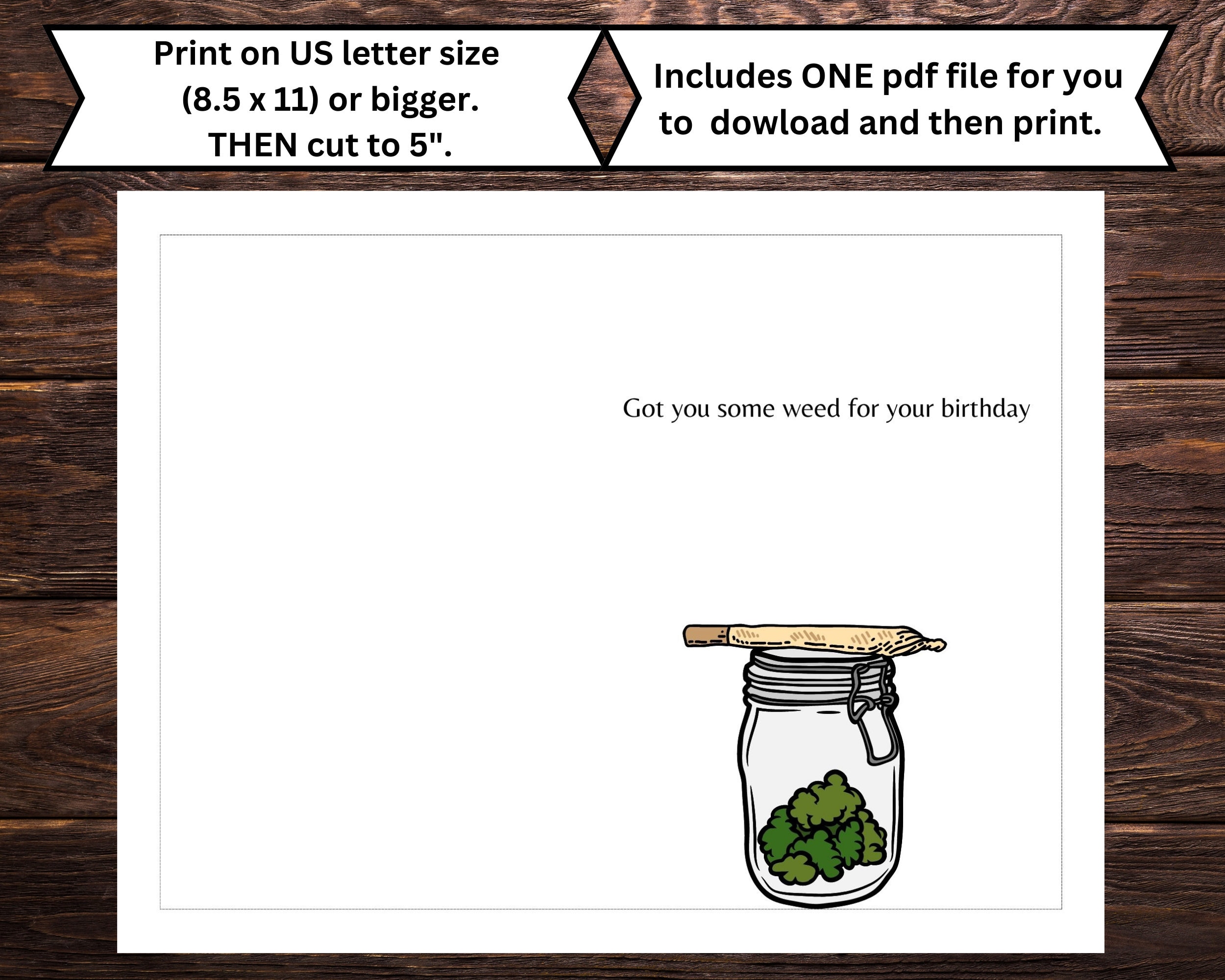 Weed Birthday Card, Bud Birthday Card, Printable Birthday Card ...