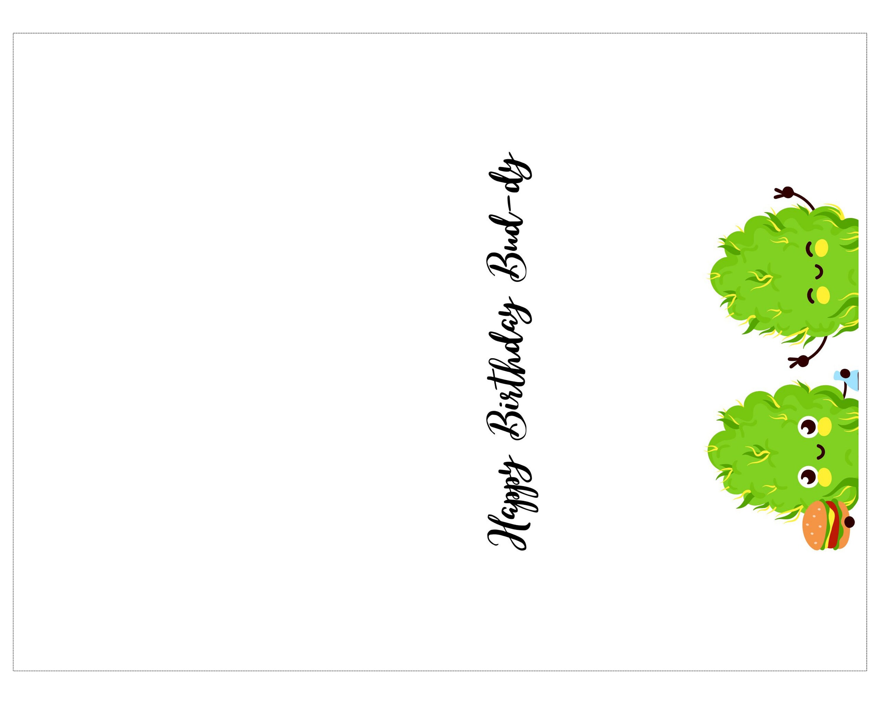 Weed Birthday Card Bud Birthday Card Printable Birthday - Etsy