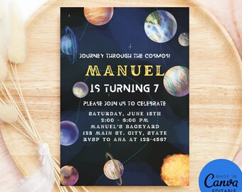 Solar System Birthday Invitation, Space Birthday Printable Invitation ...