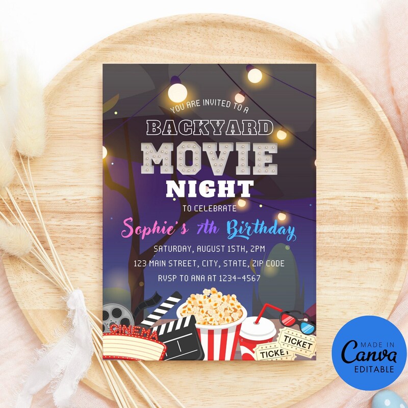 Outdoor Movie Invite - Etsy