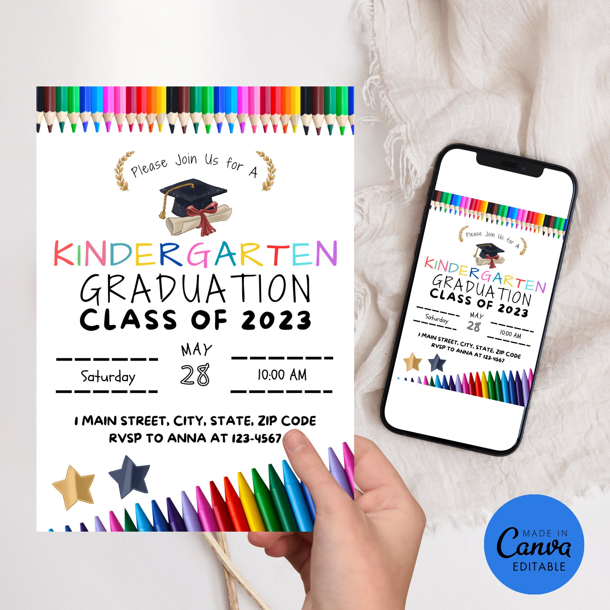 Kindergarten Graduation Invitation, Editable Kindergarten Graduation ...