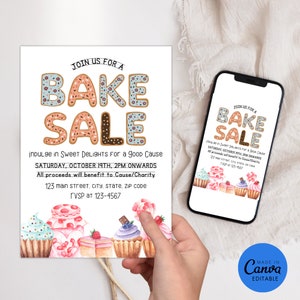 Editable Bake Sale Party Festival Invitation Fundraiser School Church ...