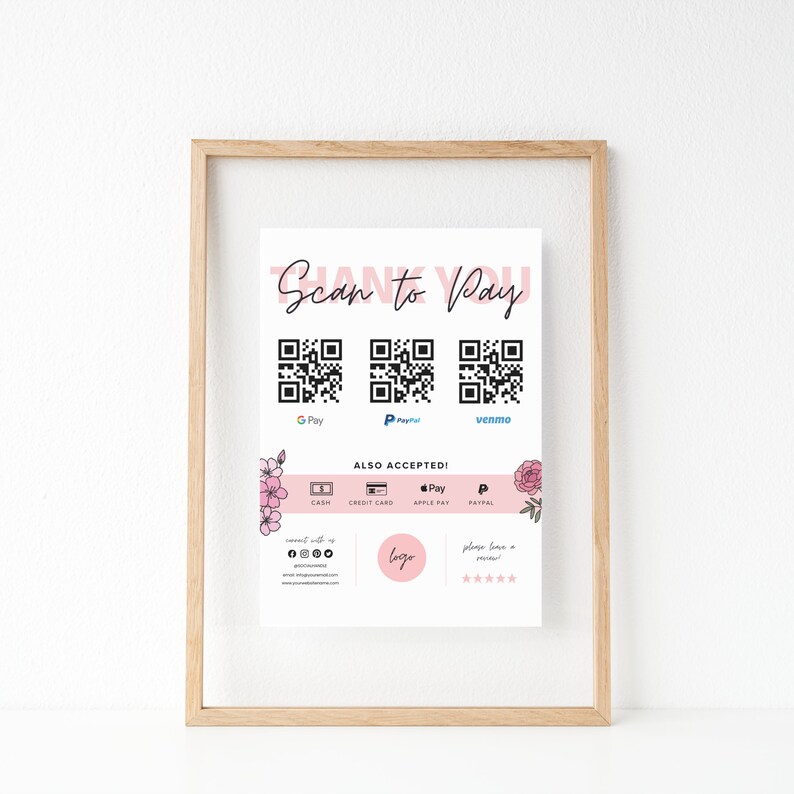 Editable QR Code Sign, Printable Payment Sign, Scan to Pay Template ...