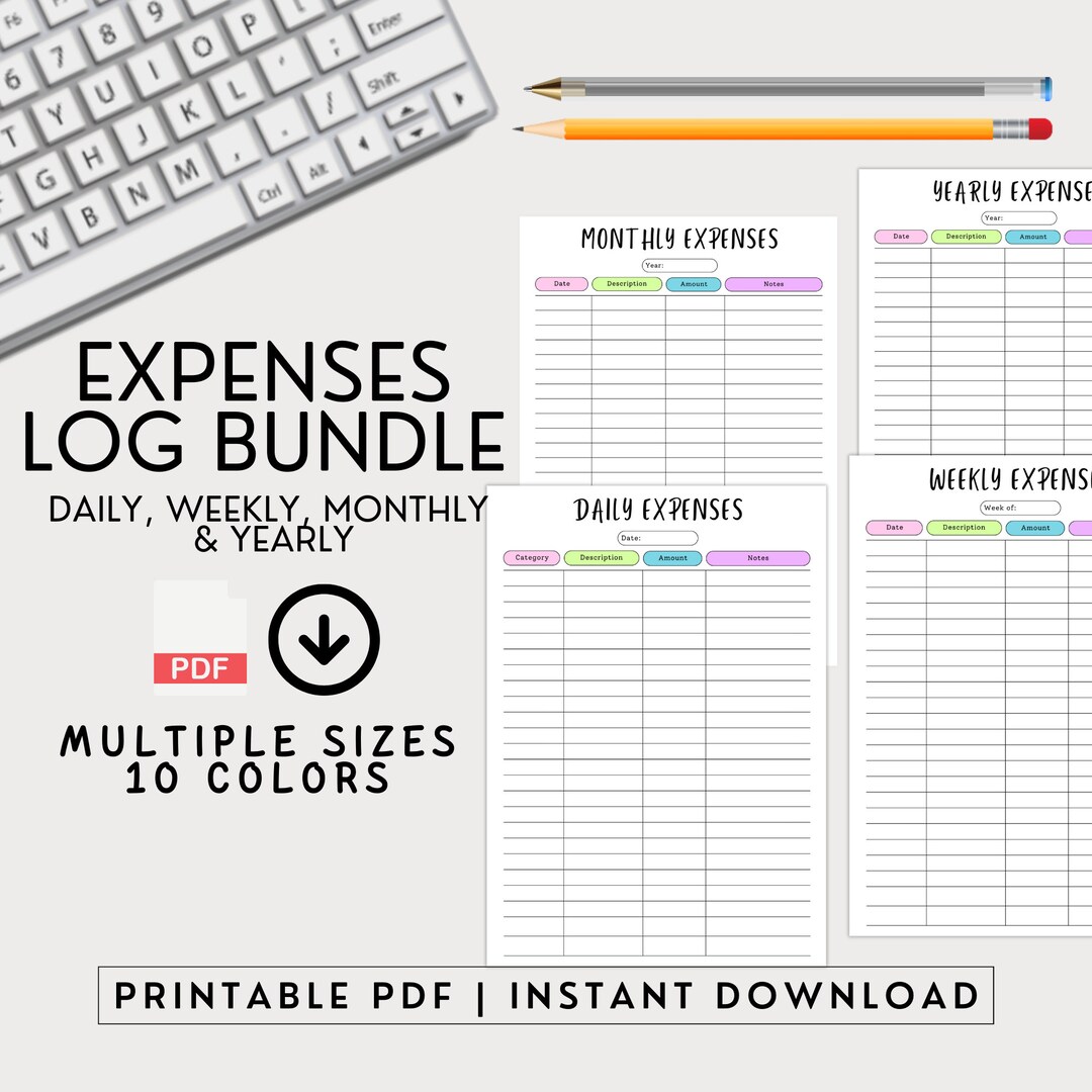 Daily Expenses Tracker Printable, Weekly Expenses, Monthly Expenses ...