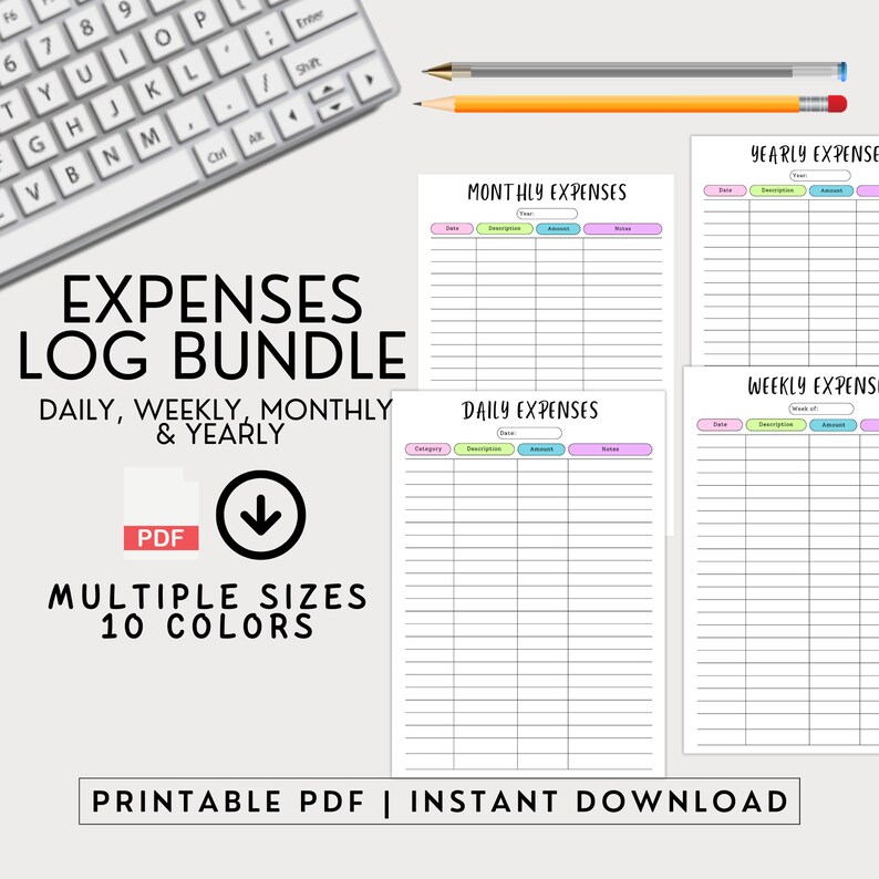 Daily Expenses Tracker Printable, Weekly Expenses, Monthly Expenses ...