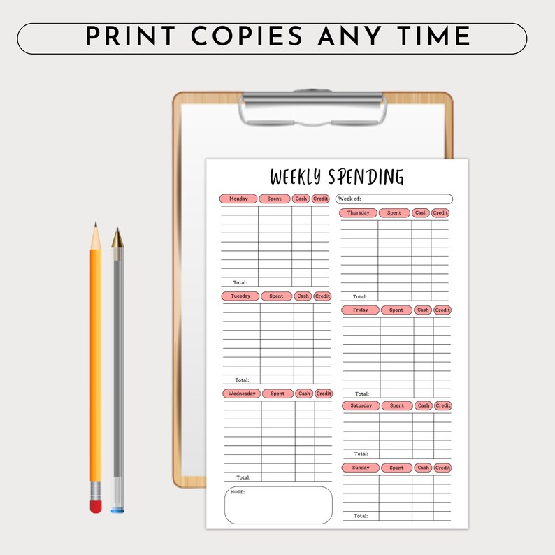 Weekly Spending Tracker Printable, Expense Tracker Printable, Spending ...