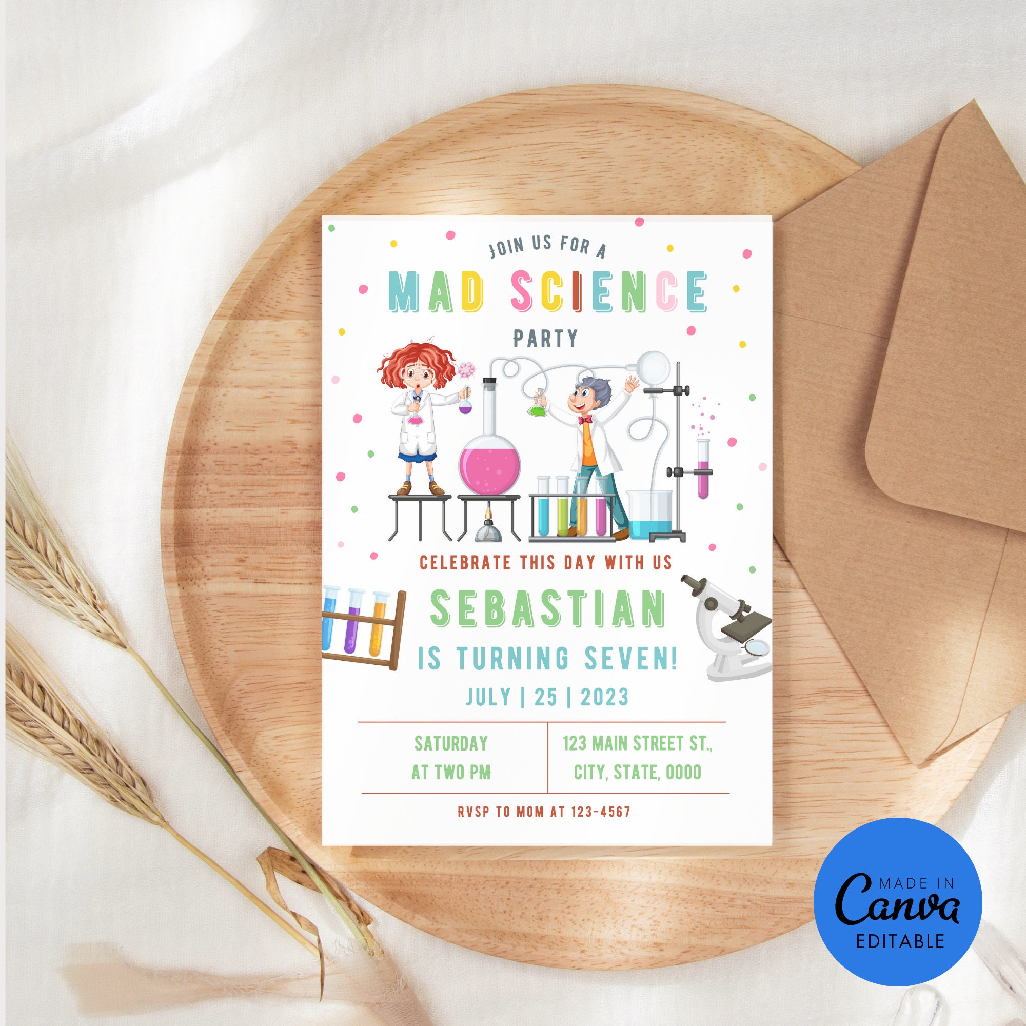 Editable Science Birthday Party Invitation, Scientifics Party, Girls ...