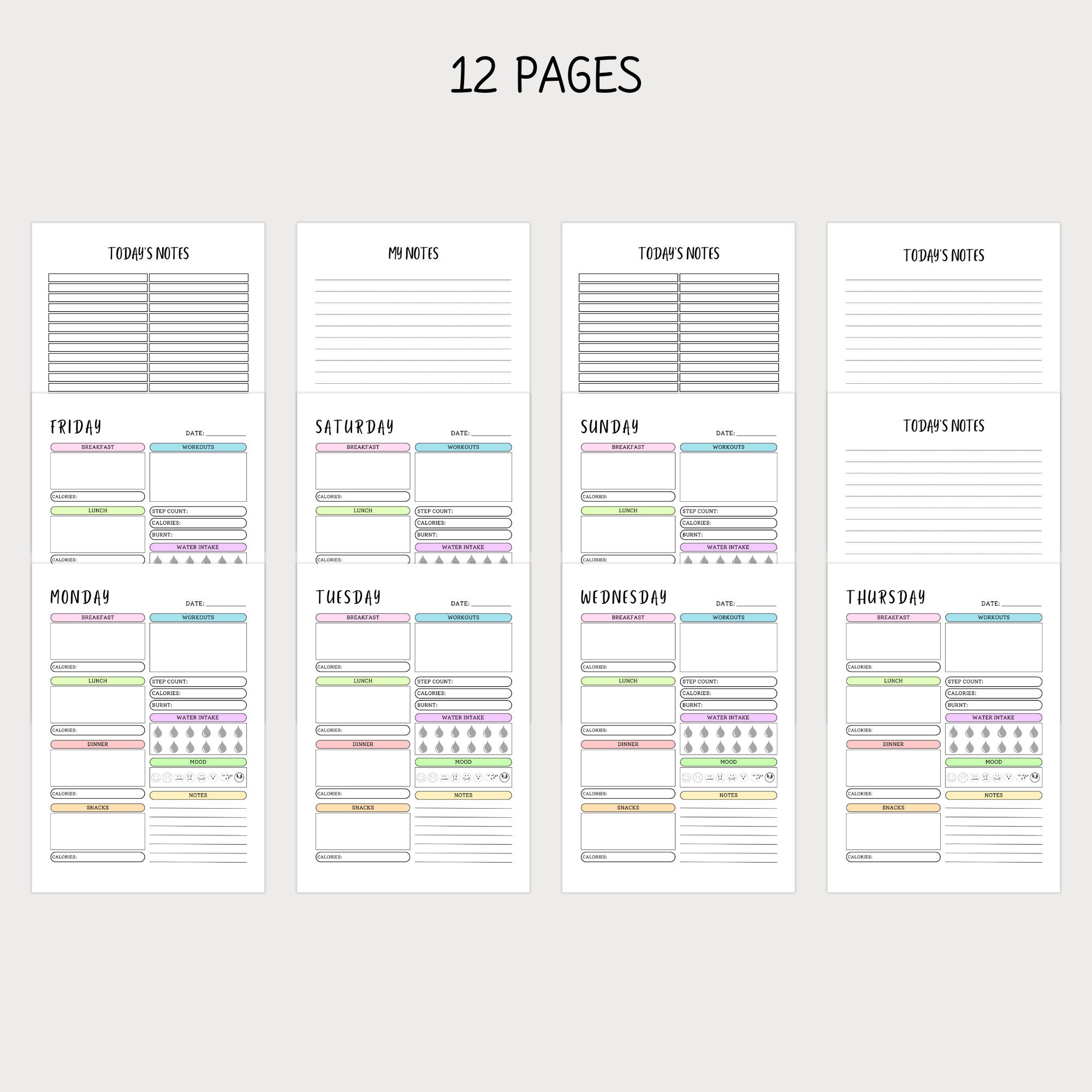 7 Day Daily Food Journal Printable Daily Food Journaldaily - Etsy