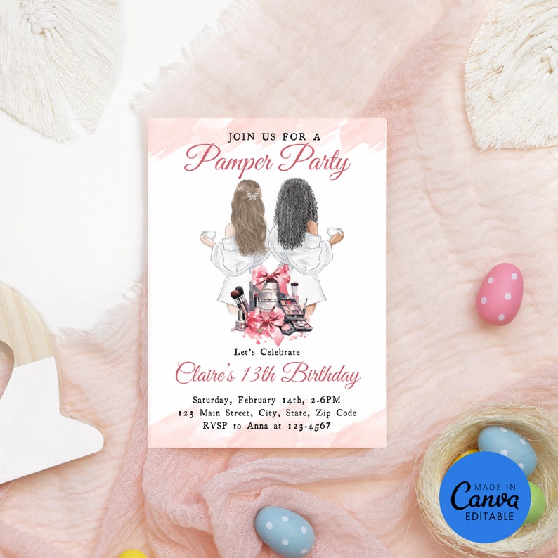 Editable Pamper Party Invitation DIY Pamper Birthday Invitation ...