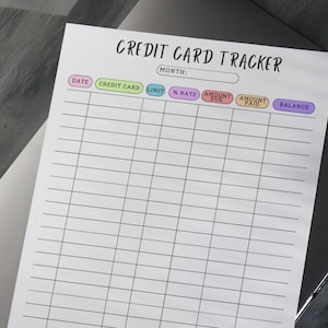 Credit Card Tracker Printable, Credit Card Planner, Debt Free Journey ...