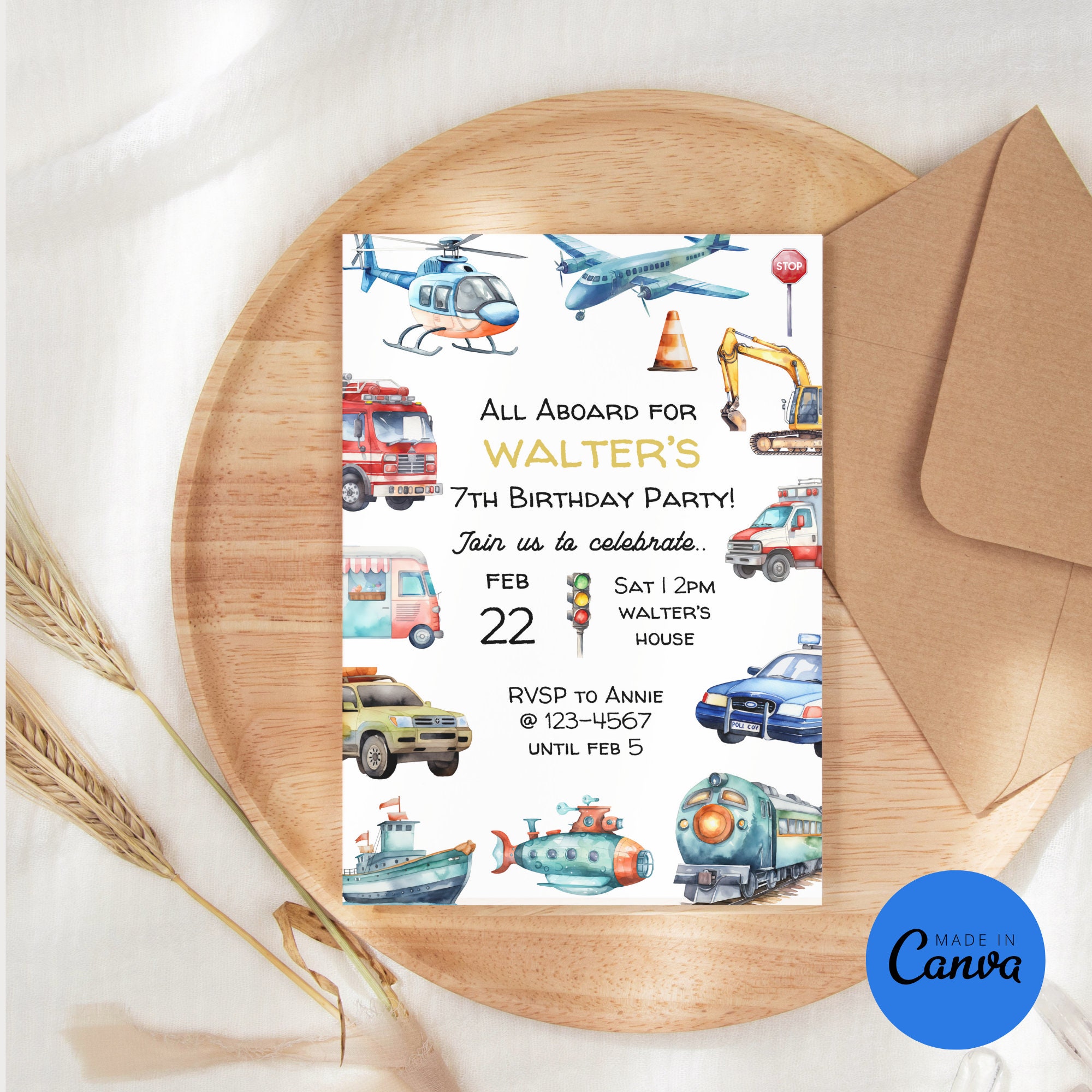 Transportation Birthday Invitation Truck Birthday Invitation - Etsy