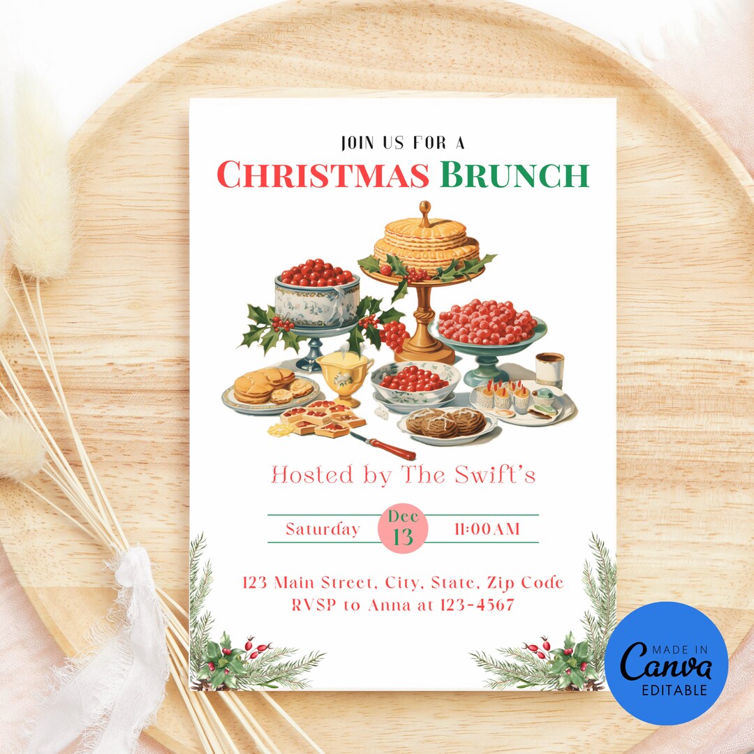 Christmas Brunch Invitation Template Let's Brunch - Etsy