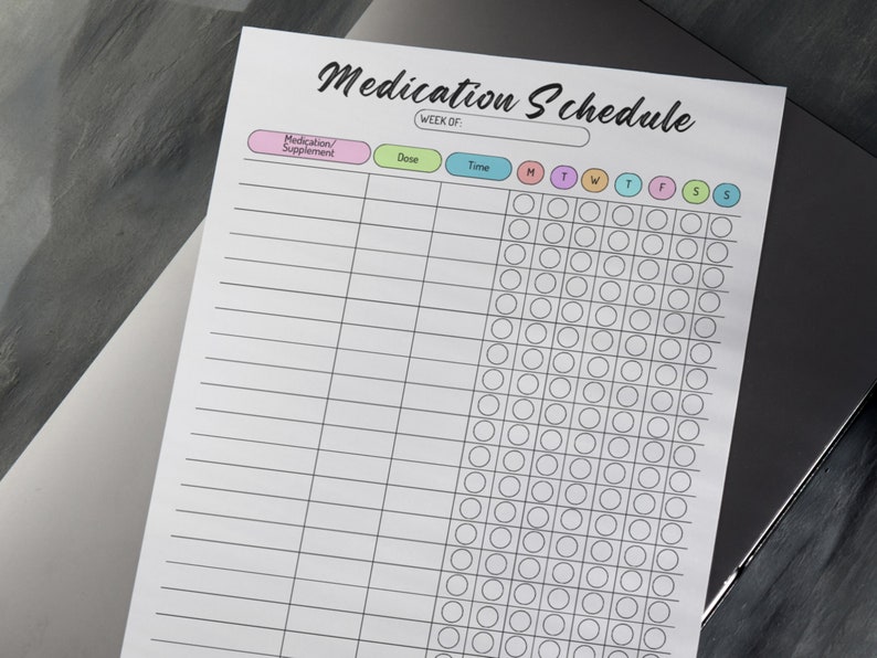Medication Tracker, Printable Medicine Log for Nurses & Carers ...