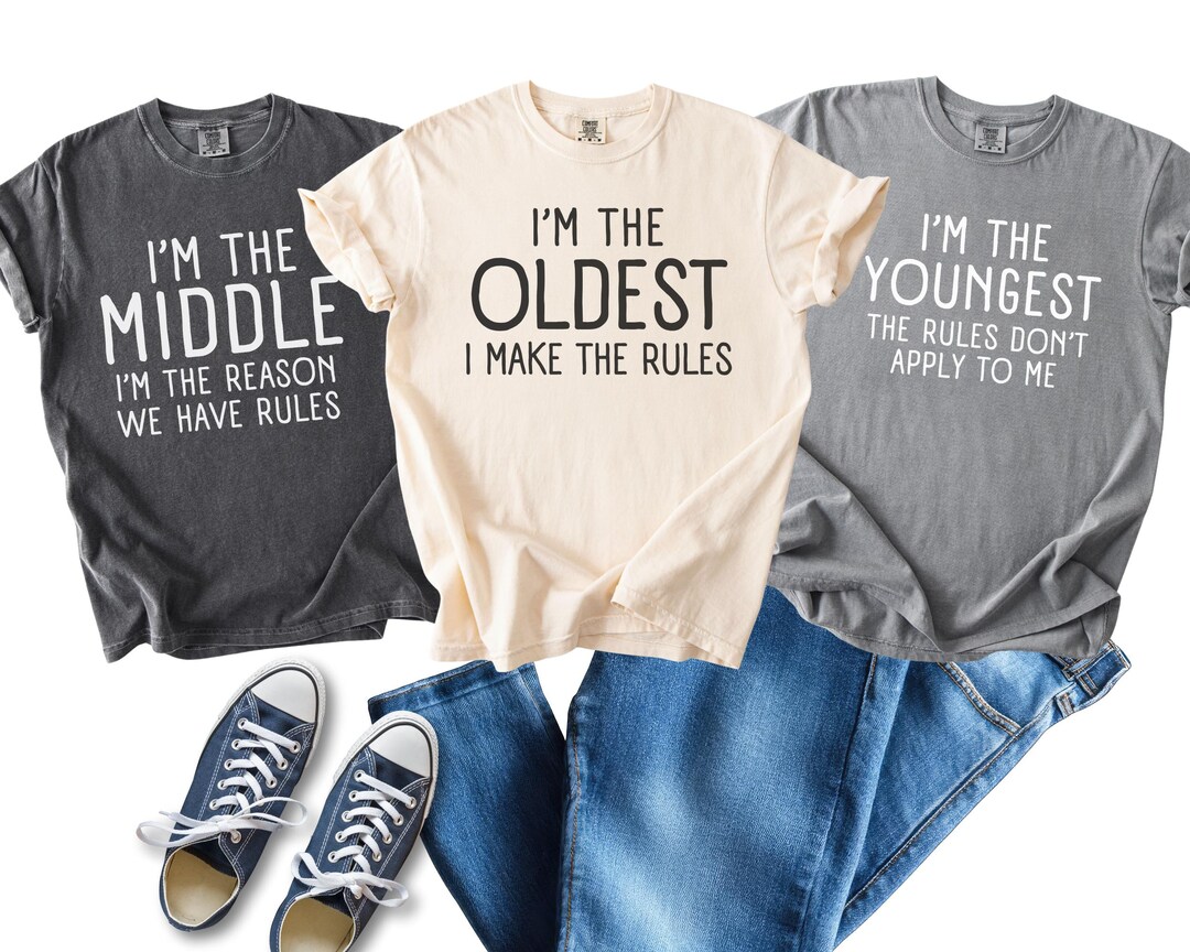Funny Siblings Rule Shirt Big Sister Brother Tee, Oldest Middle ...