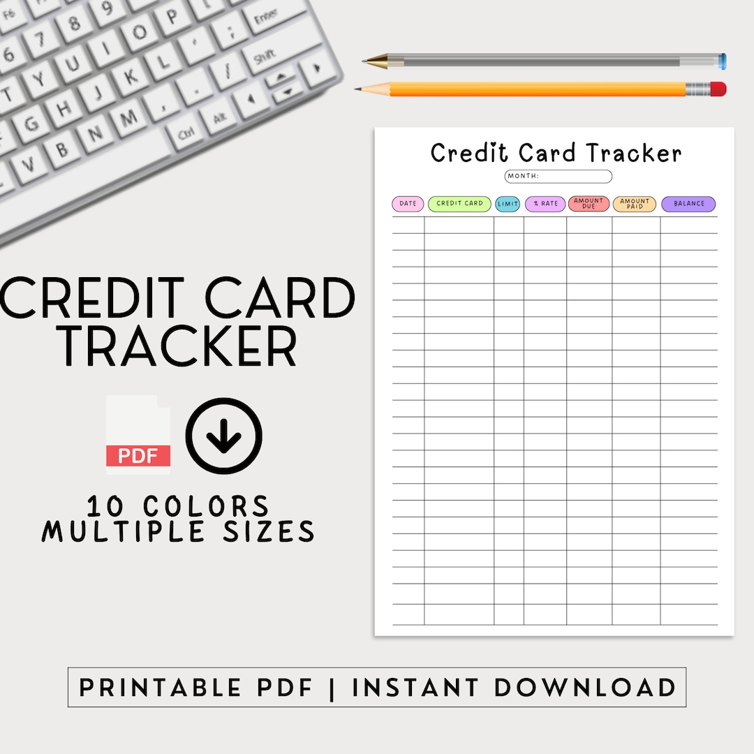 Credit Card Tracker Printable, Credit Card Planner, Debt Free Journey ...