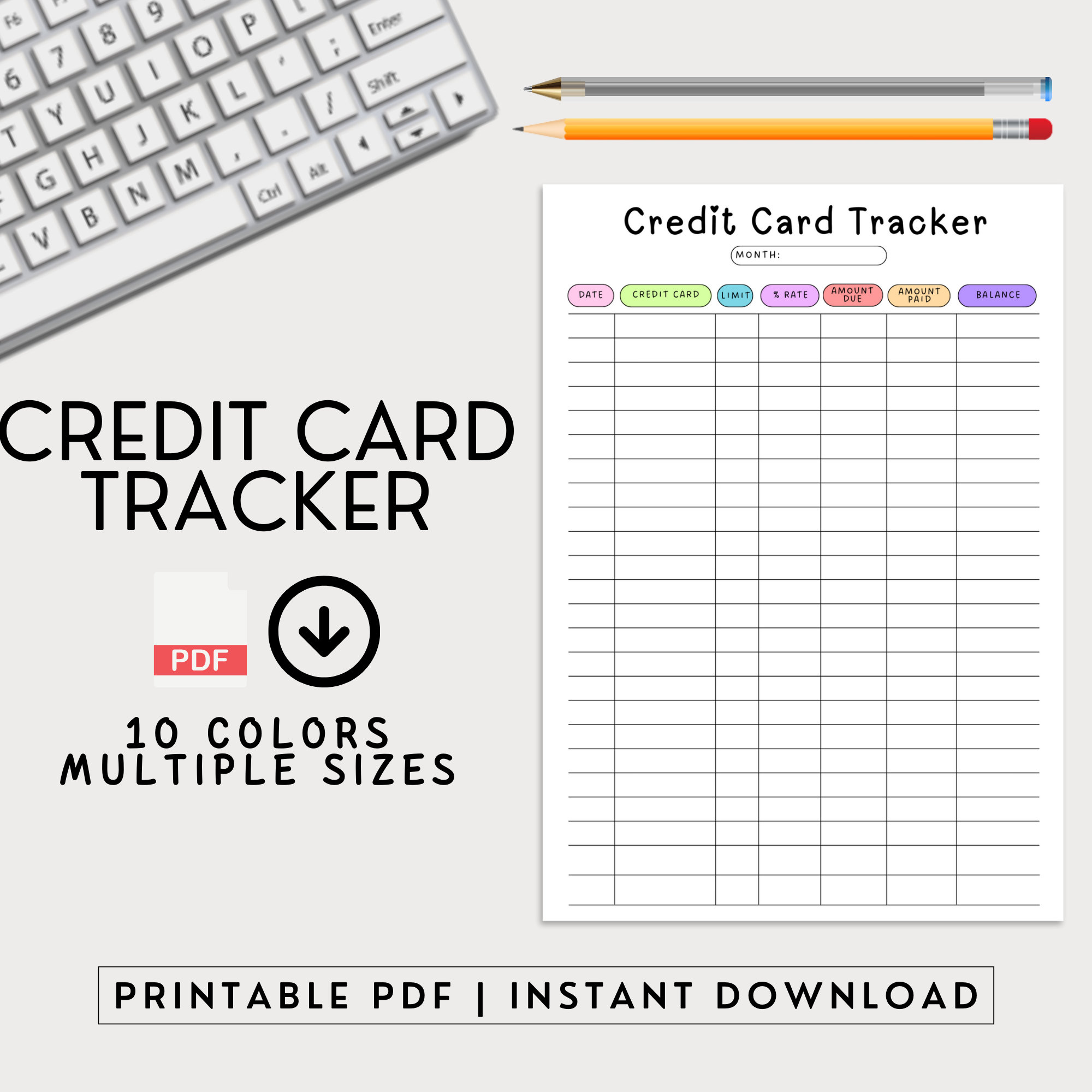 Credit Card Tracker Printable, Credit Card Planner, Debt Free Journey ...