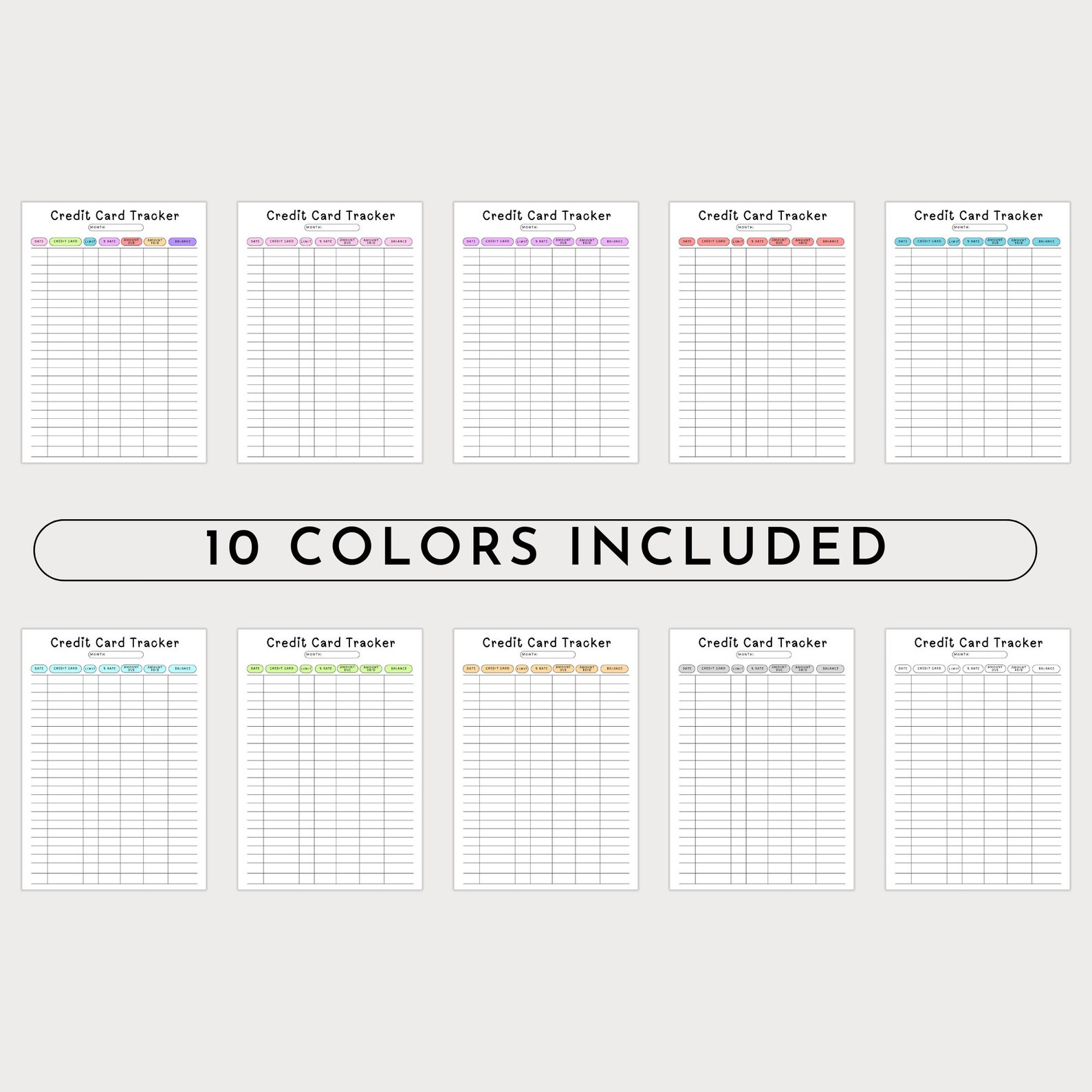 Credit Card Tracker Printable, Credit Card Planner, Debt Free Journey ...