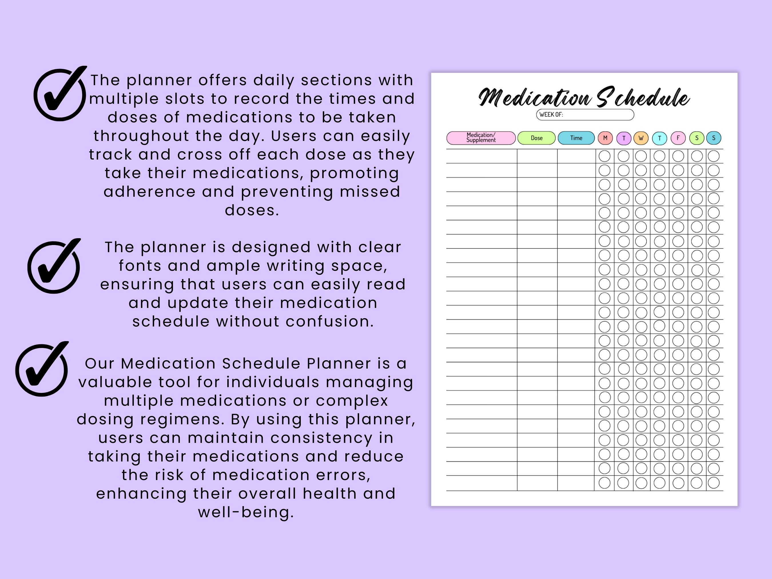 Medication Tracker, Printable Medicine Log for Nurses & Carers ...