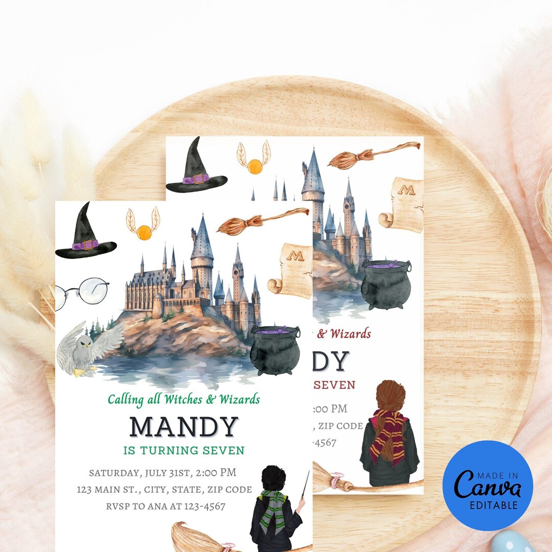 DIY Editable Girl Wizard Birthday Invitation Printable Wizard - Etsy