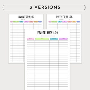 Editable Inventory Log, Inventory Tracker, Product Inventory Template ...