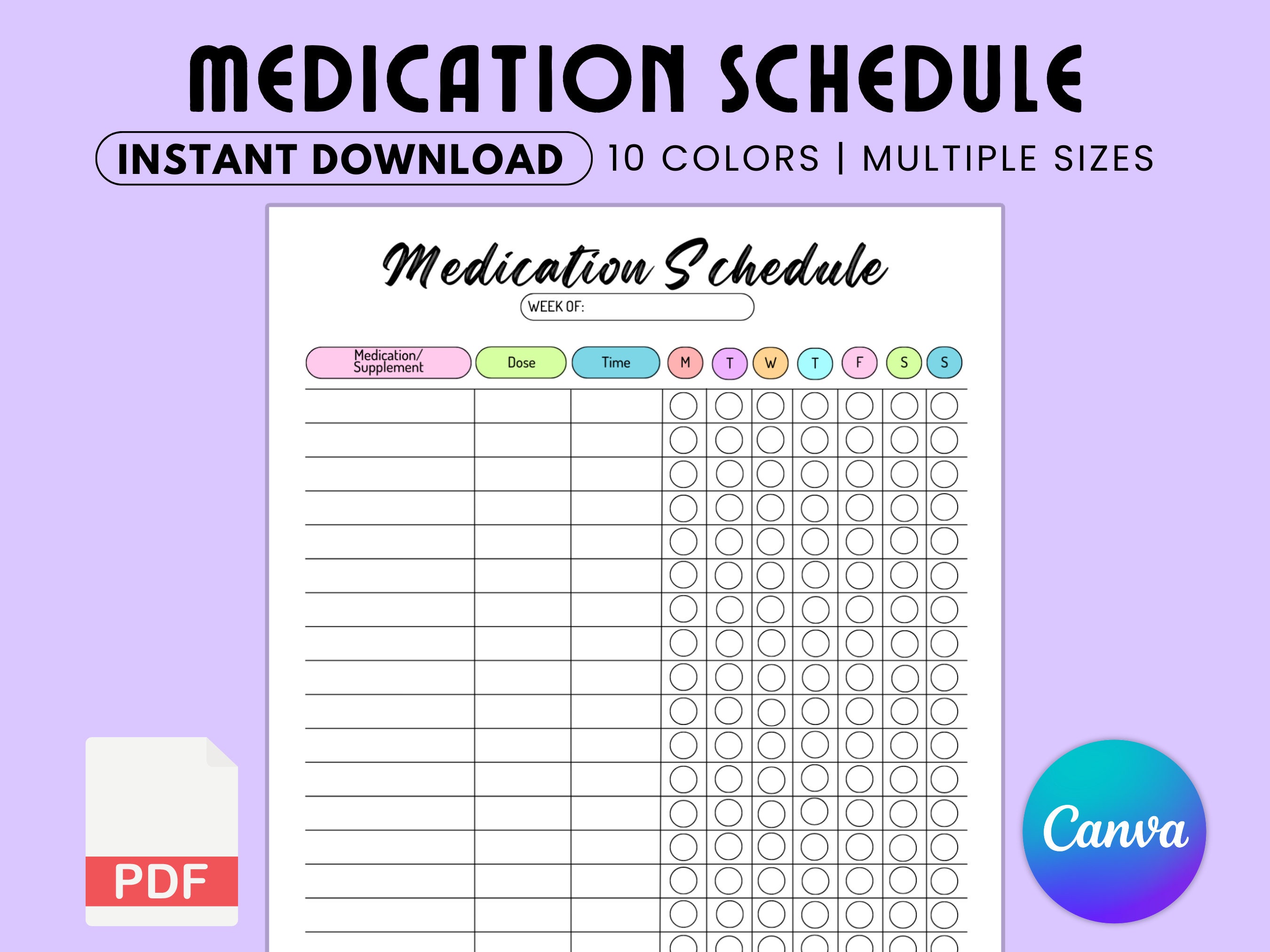 Medication Tracker, Printable Medicine Log for Nurses & Carers ...