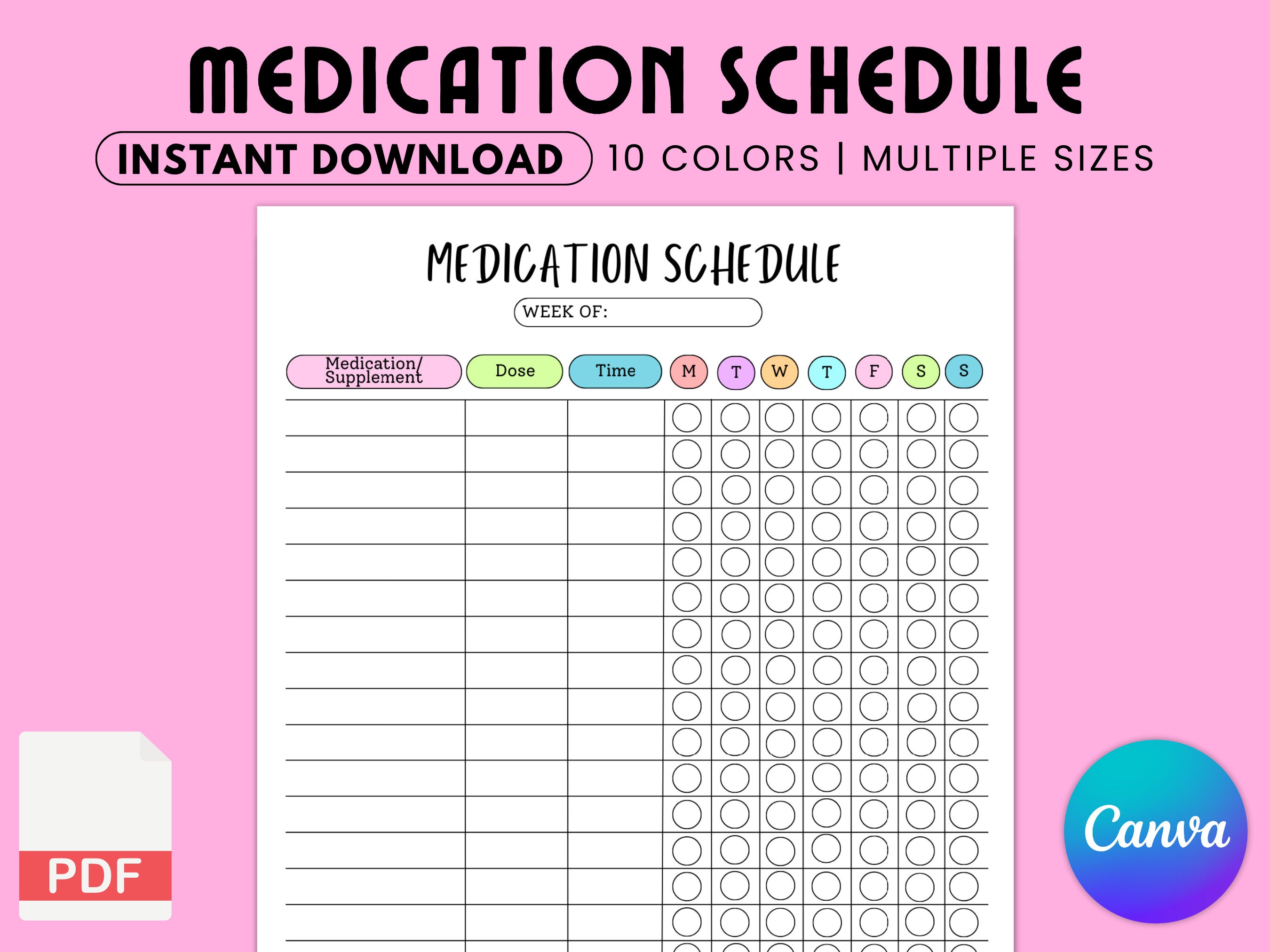 Medication Tracker, Printable Medicine Log for Nurses & Carers ...