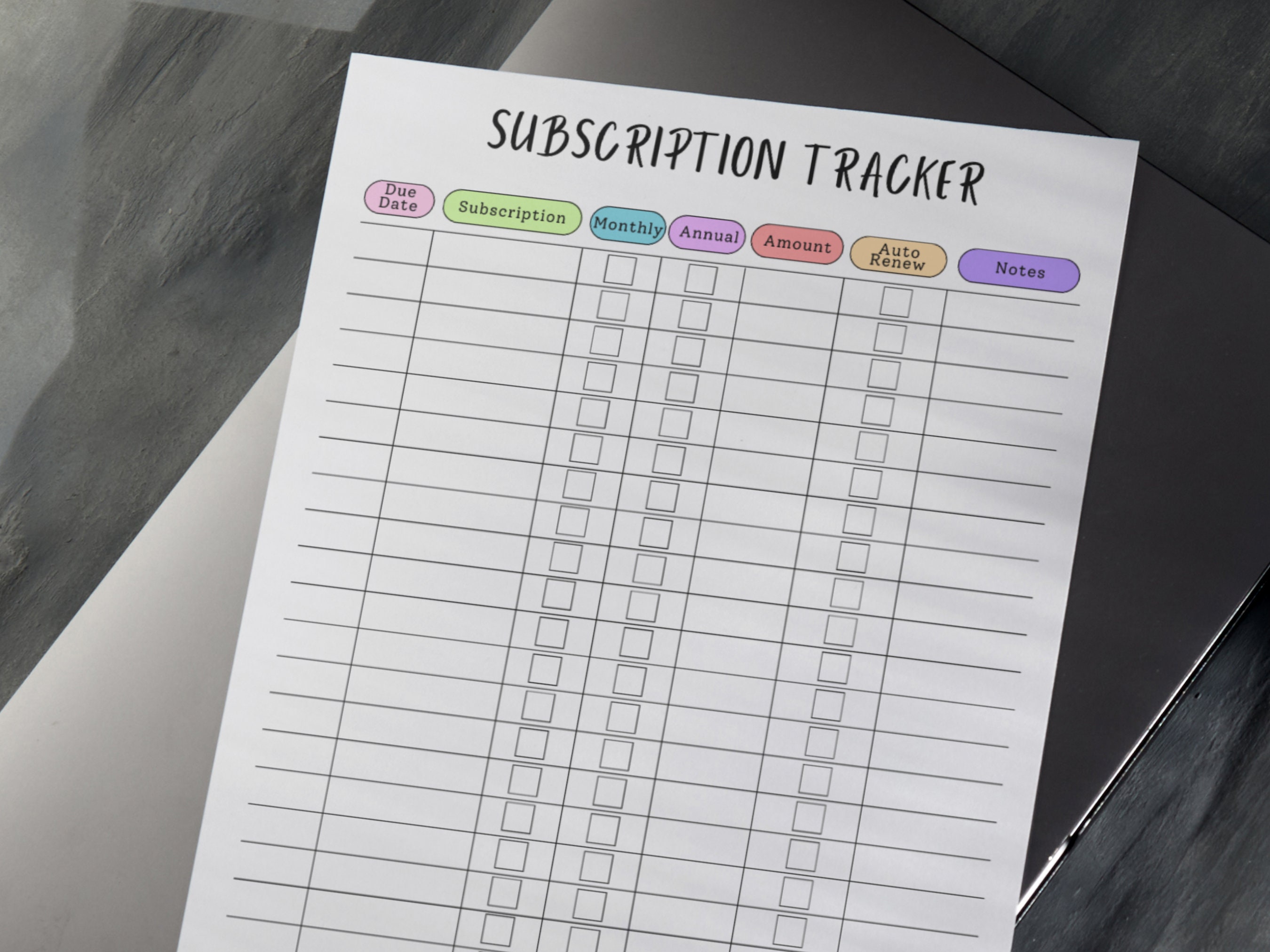 Subscription Tracker Printable, Subscription Log Editable, Expense ...
