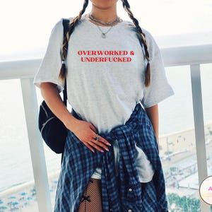 Overworked & Underfucked Unisex Heavy Cotton Tee Y2K Iconic Funny It ...