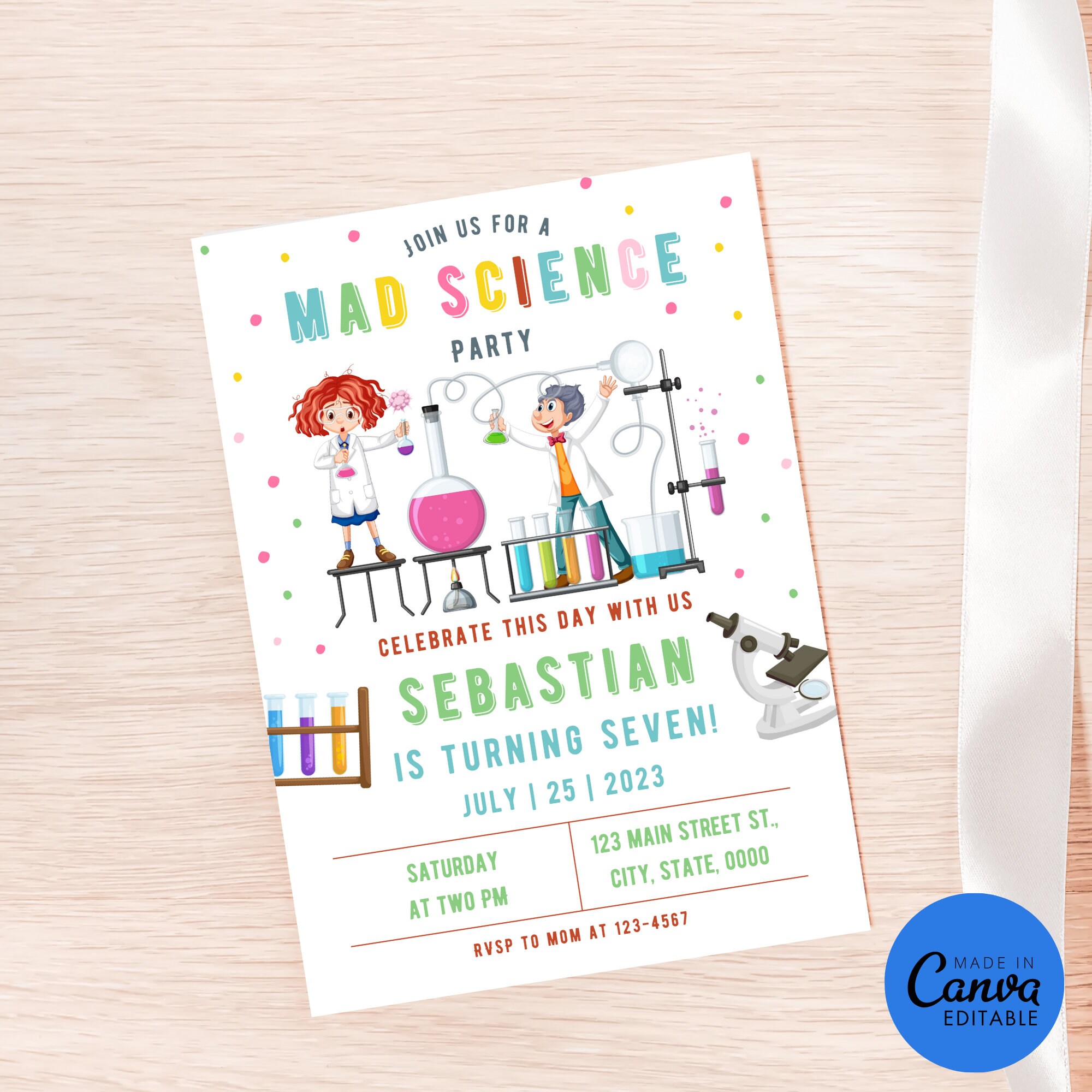 Editable Science Birthday Party Invitation, Scientifics Party, Girls ...