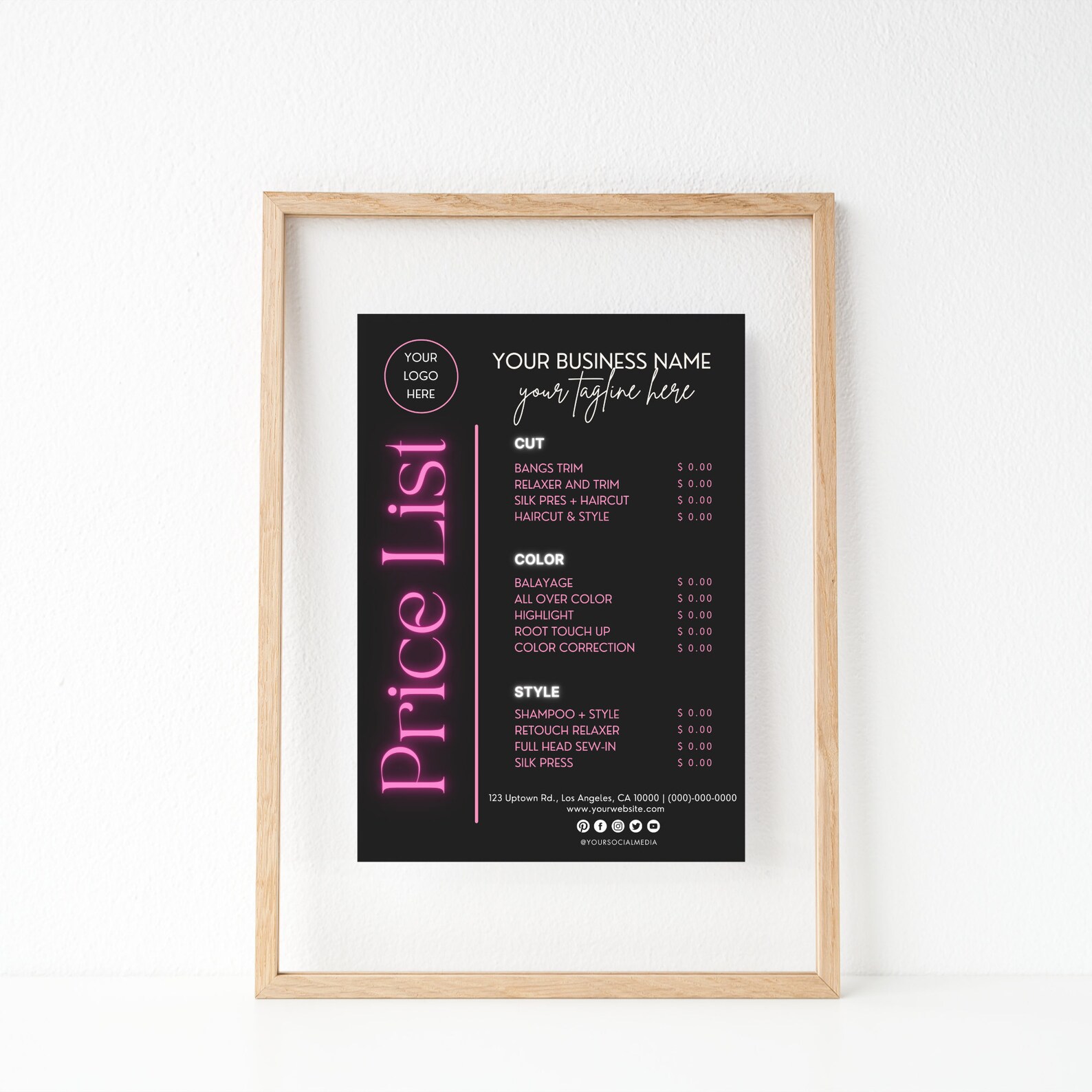 Price List, DIY Flyer Template Design, Hair Pricing Flyer, Pricelist ...