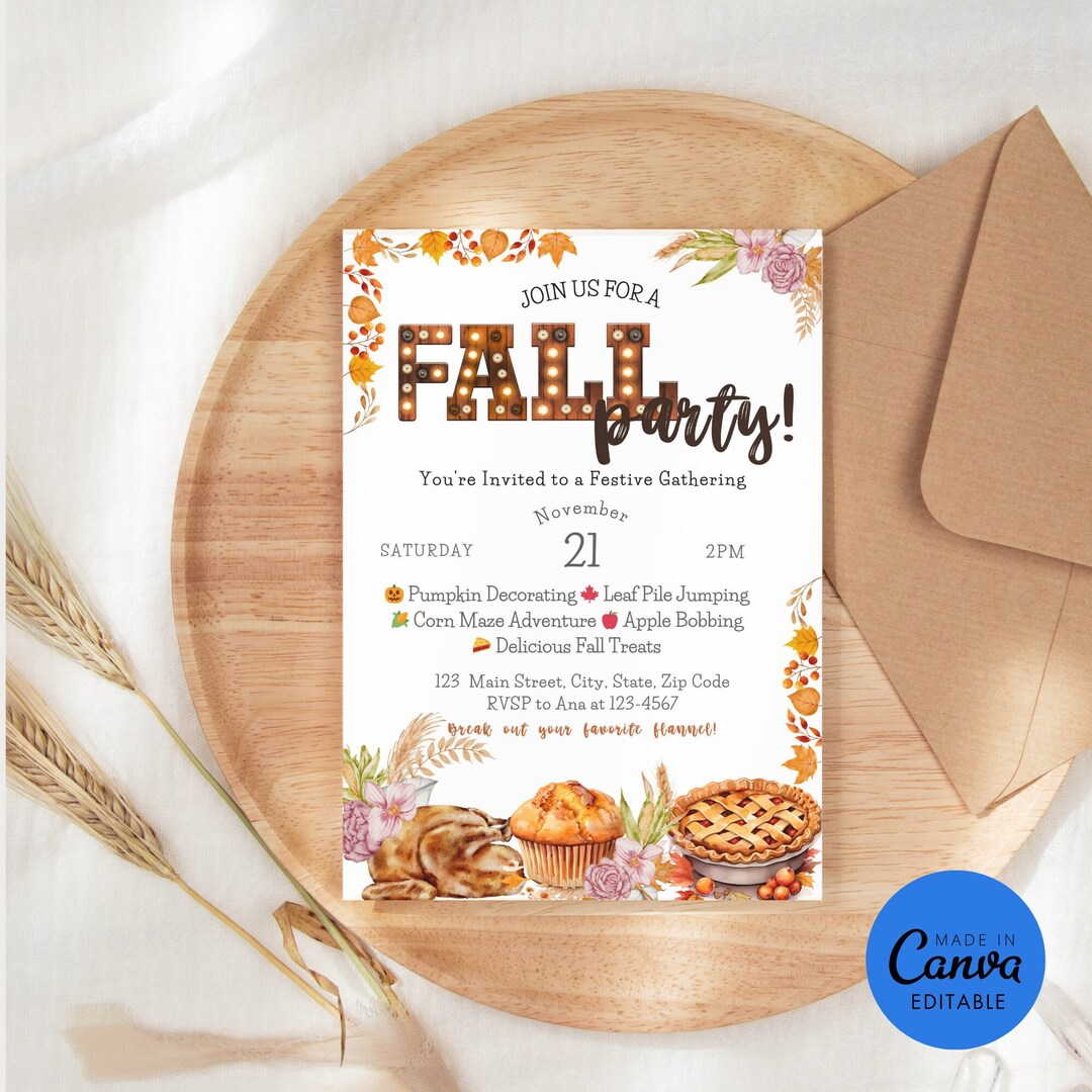Editable Fall Harvest Party Invitation Fall Fest Fall - Etsy