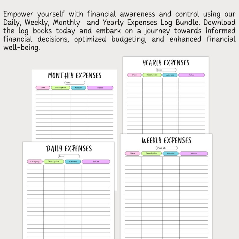 Daily Expenses Tracker Printable, Weekly Expenses, Monthly Expenses ...