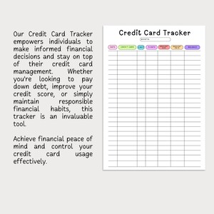 Credit Card Tracker Printable, Credit Card Planner, Debt Free Journey ...