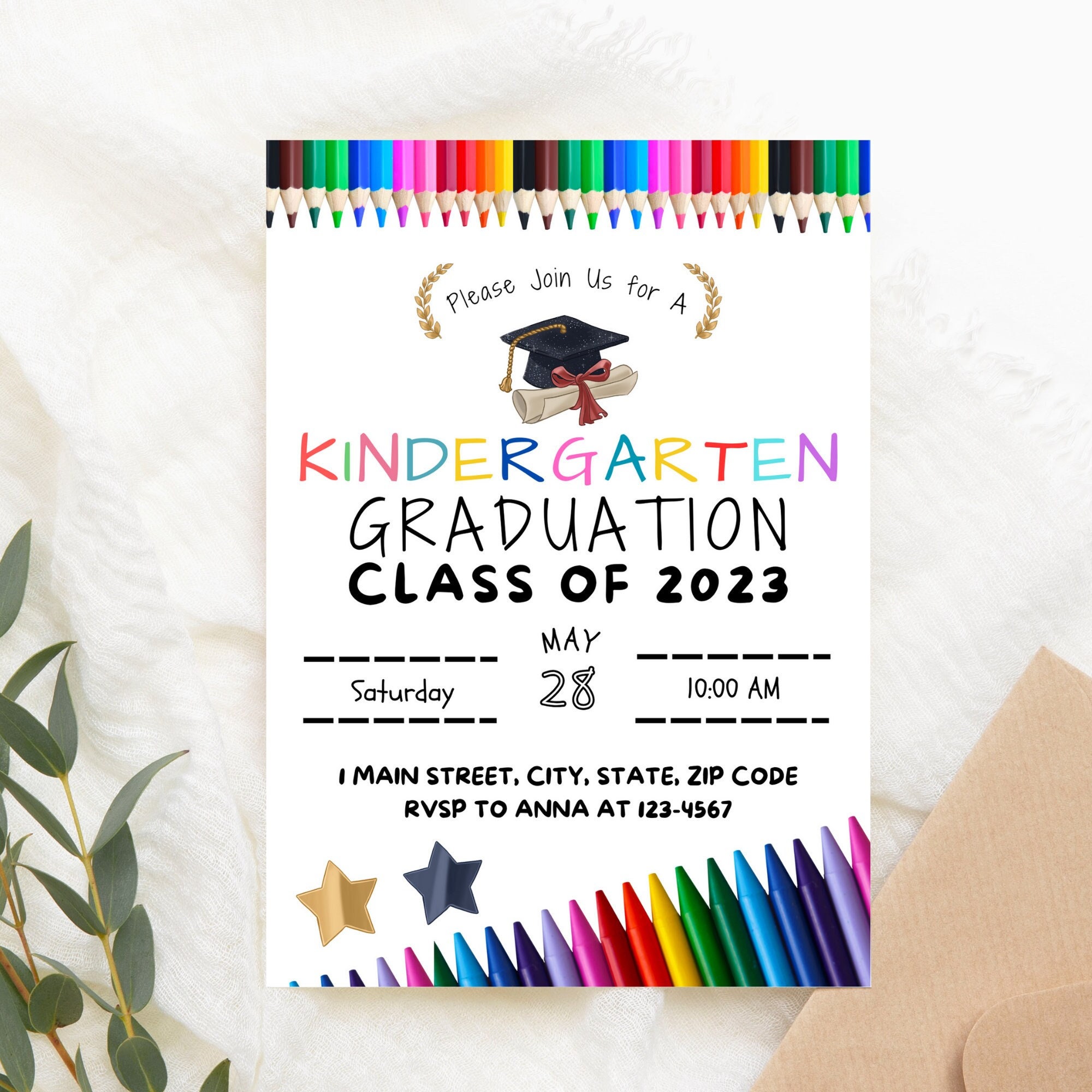 Kindergarten Graduation Invitation, Editable Kindergarten Graduation ...