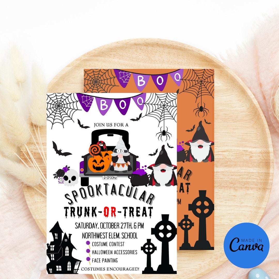 Editable Trunk or Treat Flyer, Halloween Party Invite, Trunk or Treat ...