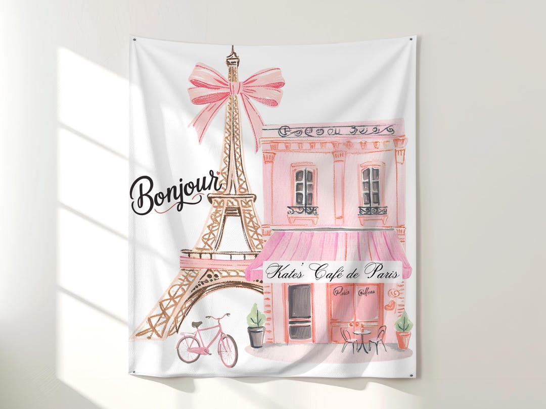 Parisian Cafe Backdrop, French Themed Party, Personalized Paris Cafe ...