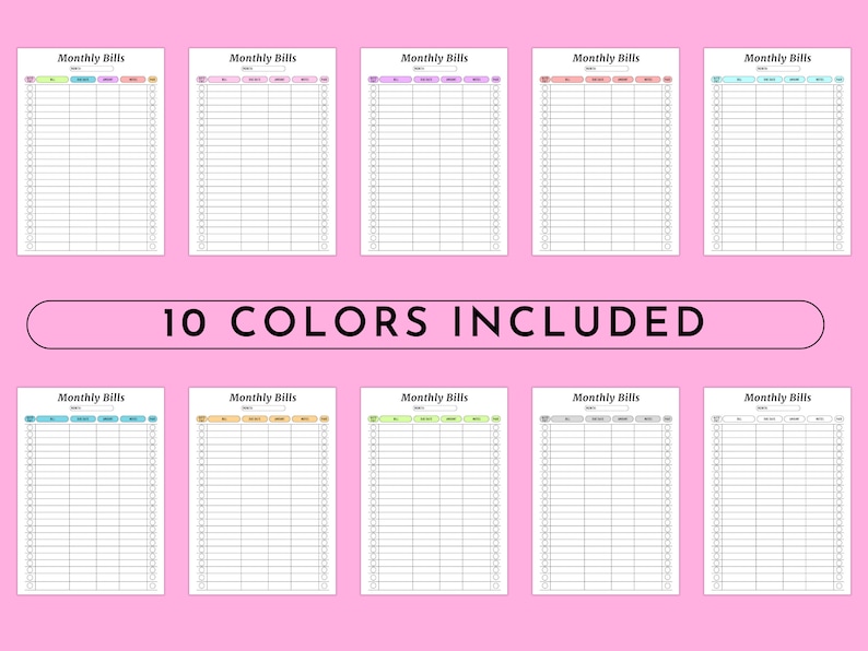 Monthly Bill Tracker Printable, Monthly Bill Log Editable, Bill Planner ...