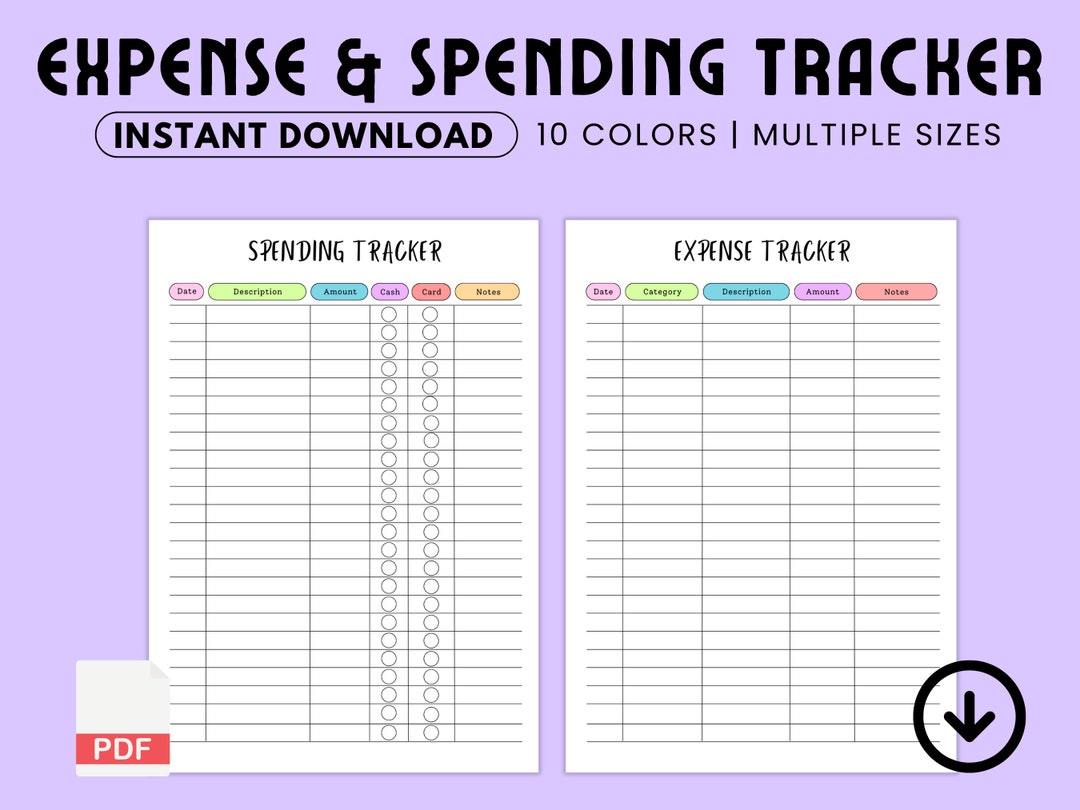 Expense Tracker Set, Printable Spending Tracker, Expense Log, Purchase ...