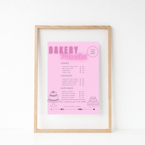 Editable Bakery Price List, Cake Cookie Price List, Canva Template ...