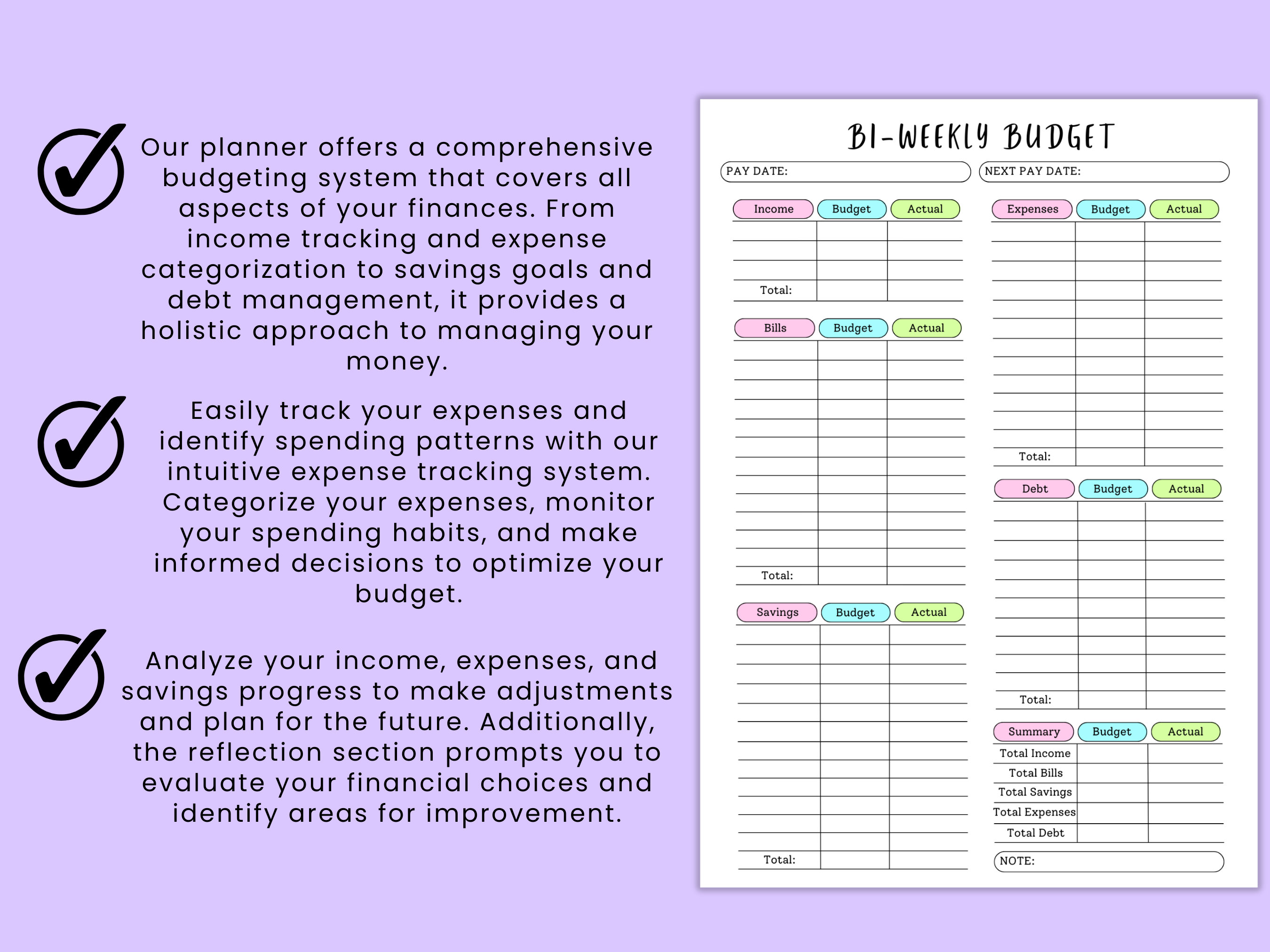 EDITABLE Biweekly Budget Planner, Bi-weekly Template, PDF Printable ...