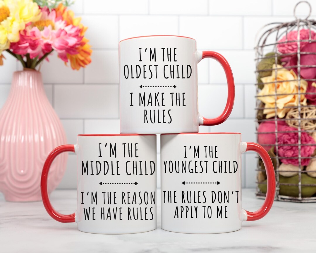 Custom Funny Mug Set - Sibling Rules | Youngest, Middle & Oldest Kids ...