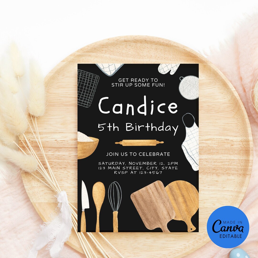 Editable Cooking Birthday Invite Invitation Digital Invite Party Kids ...
