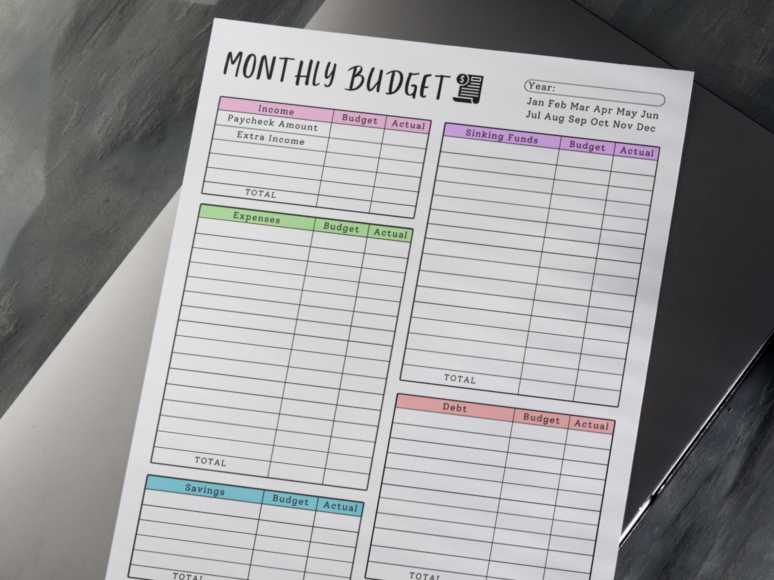 MONTHLY Budget Overview Template Printable Budget Binder - Etsy
