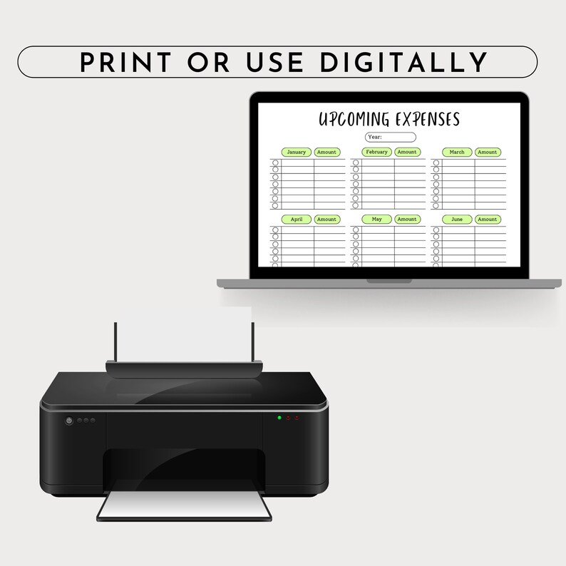 Upcoming Expenses Printable, Yearly Spending Overview, Budget Plan ...